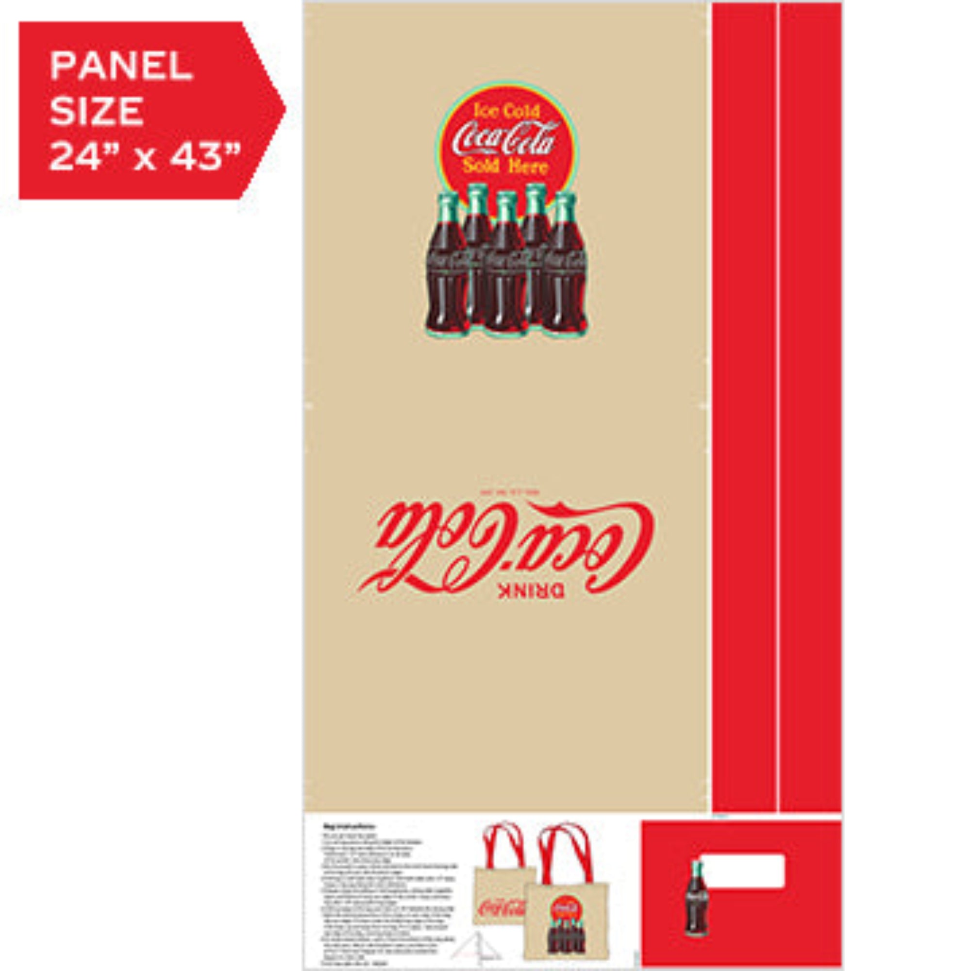 Coca Cola Tote Bag Panel-Canvas Fabric-Northcott Fabrics
