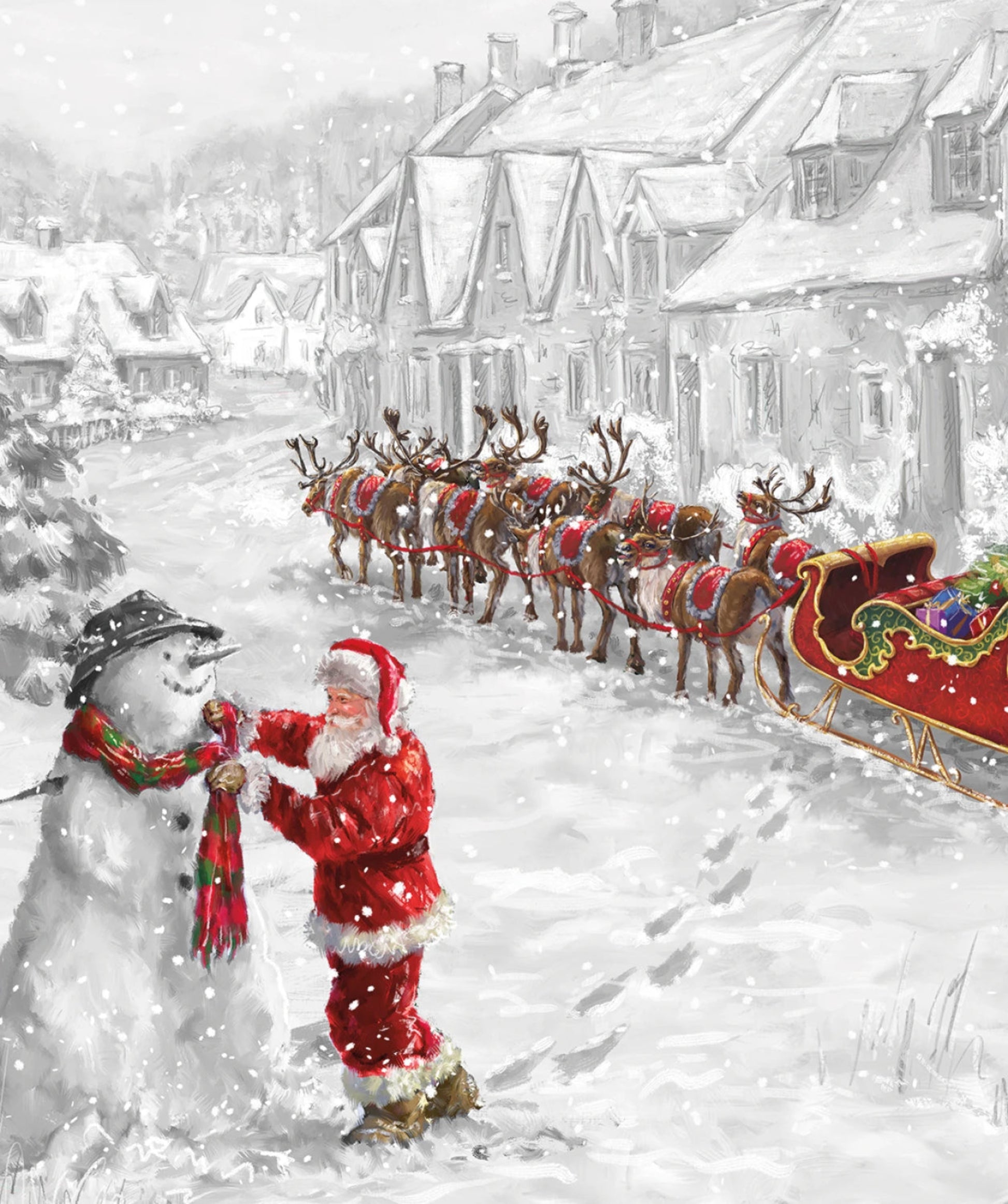 More Christmas Wishes-Riley Blake-Santa The Snowman Panel